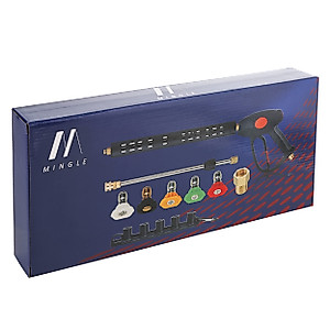 M MINGLE Replacement Pressure Washer Gun with Extension Wand Pressure Washer Hose 50 FT x 1/4" - Replacement Power Wash Hose