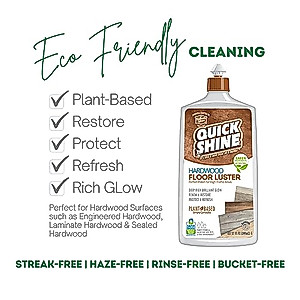 Quick Shine Hardwood Floor Cleaner & Wood Floor Polish w/Plant-Derived Carnauba 2-27oz Bottles, Removes Scratches, Safer Choice, A Clean That Can Be Seen