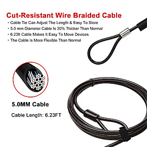 Computer Laptop Cable Lock • Slot Plate 6.23ft Cable • Security Computer Combination Lock • 4 Digital Password Protection Cable • Anti Theft Lock and Notebook Other Device