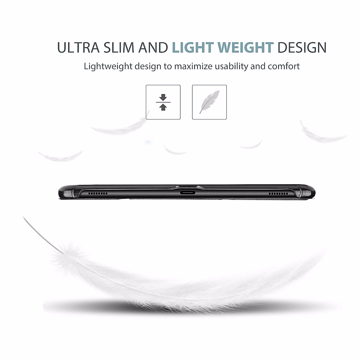 ProCase Slim Case for Galaxy Tab A 10.5 2018 T590 T595 T597, Light Stand Hard Shell Cover Protective Case for Galaxy Tab A 10.5-Inch Tablet SM-T590/T595/T597 -Black