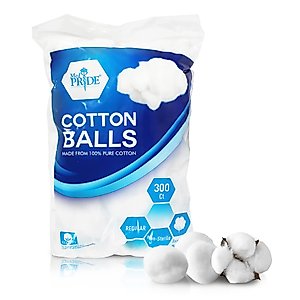 MED PRIDE Premium 100% Pure Cotton Balls 300 Count- Ultra Soft Multipurpose Cotton Balls for Makeup Remover, Nail Polish, Applying Lotions & More- Absorbent Small Cotton Balls for Everyday Use