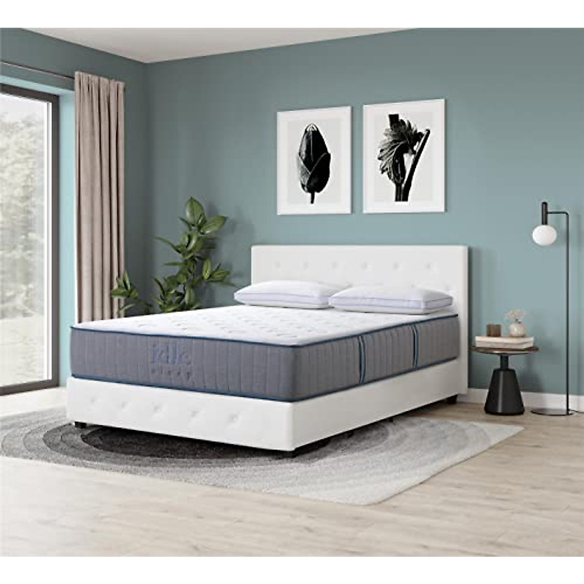 Memory Foam and Innerspring Hybrid Mattress, 14-Inch California King Size Mattress, Two-Sided Flippable Medium Firm Mattress with 2 Bonus Pillows, Bed-in-a-Box, CertiPUR-US