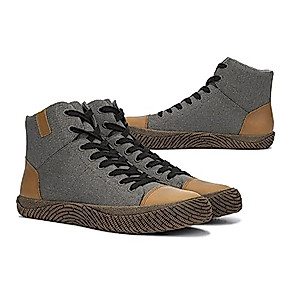Hybrid Green Label Men's The Wolsey 2.0 High Fashion, Casual Recycled Canvas & Leather Lace-Up, Round Toe, Rubber Outsole; Size 11