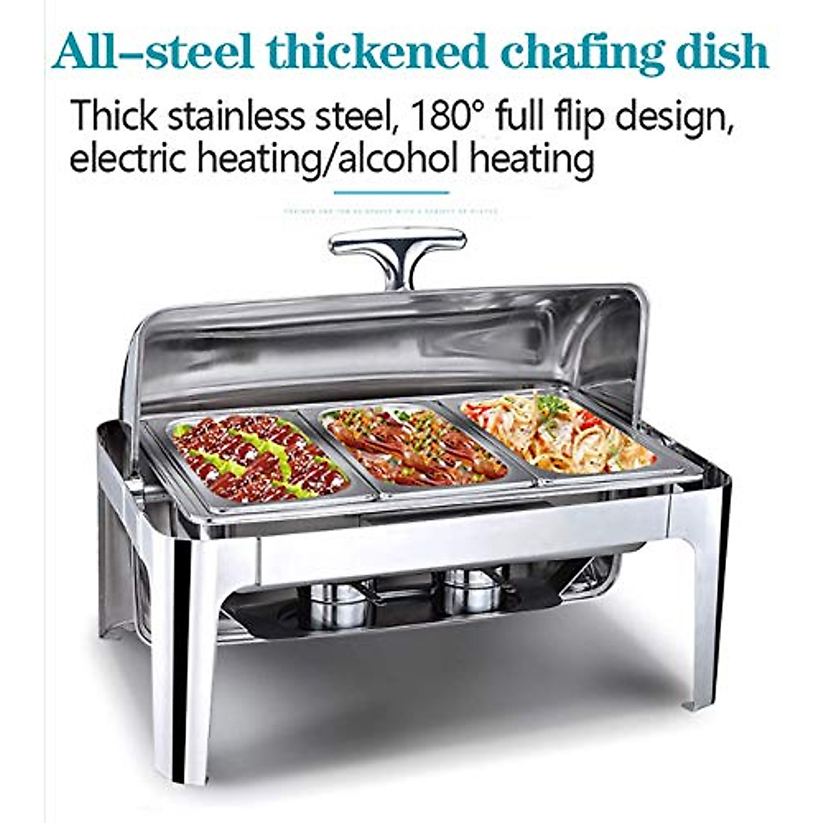Chafing Dish Electric Food Warmer Chafer Chafing Dish Commercial Rectangular Buffet Servers and Warmers - Keep Food Being Fresh and Delicious - 9L (C)
