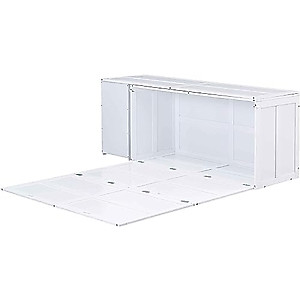 DNYN Queen Size Murphy Bed with Storage Shelves & Rotable Desk & Cabinet Design,Solid Wood Bedframe,Space Saving & No Box Spring Need,Perfect for Livingroom,Guestroom,Bedroom, White