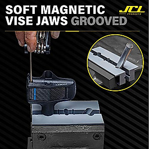 JCL Soft Vise Jaws, 6 inch vice jaw pads (2 pack), including 1 set grooved and 1 set flat, Use on any Metal Bench Vise to safely clamp flat, round or irregular shapes objects