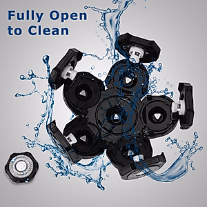 6 Men's Electric Shaver Replacement Heads, Electric Rotary Shavers Beard Razor Bald Shaver Heads with Cleaning Brush for Men