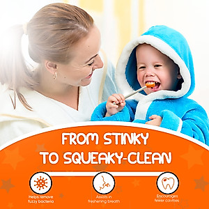 Kids Tongue Scraper or Cleaner Set – BPA-Free Plastic Dental Scrapers Helps Freshen Bad Breath, Remove Gunk – Multicolored with Easy-to-Grasp Handles and Brush Covers by 55Dental, Ages 2+ (Pink)