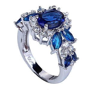 YAZILIND Elegant Royal Gemstone Flower Gemstone Rings Wedding Jewelry for Women Size8
