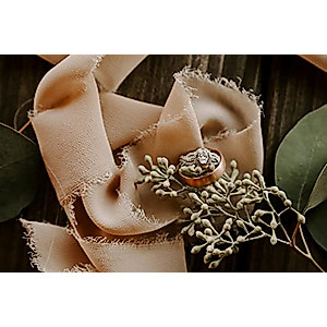 Frayed Chiffon Ribbon Nude 18 Yd 1.5 in Wide Chiffon Ribbon for Wedding Bouquets, Gift Wrapping(Per Roll 6 Yd)