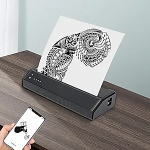 Kathring Portable Printer, 5V 2A USB/Bluetooth Wireless Thermal Printer Monochrome Portable Printer for Standard A4 Transfer Paper, Black