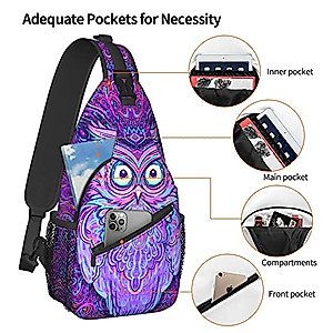 Owl with Psychedelic Pattern Sling Bag Light Shoulder Bag, Travel Backpacks Crossbody Bags for Women Men