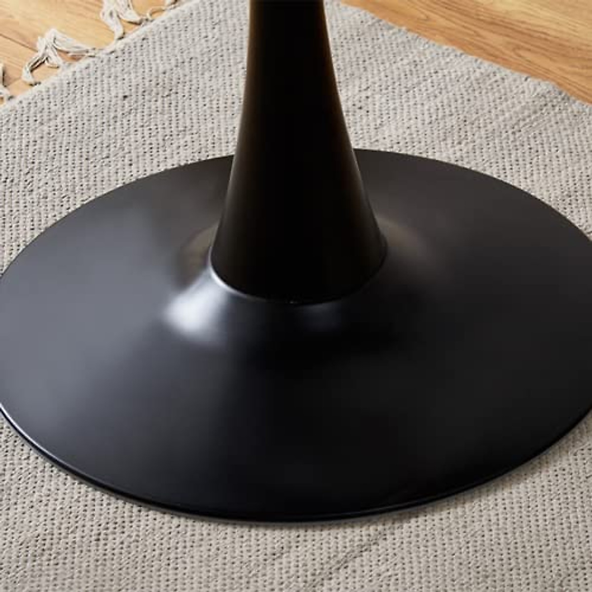 Modern Round Dining Table with Faux Marble Top for Kitchen Bar Patio Drop Leaf Table with Metal Base for Dining Room