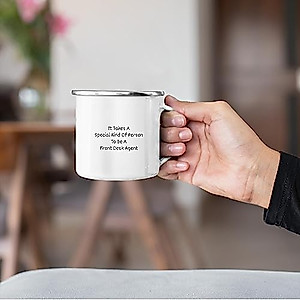Special Person Gift for Front Desk Agent Receptionist Coworker Humor 12oz Enamel Silver Mug