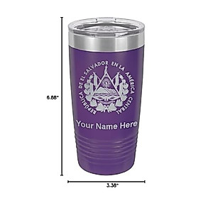 LaserGram 20oz Vacuum Insulated Tumbler Mug, Flag of El Salvador, Personalized Engraving Included (Dark Purple)