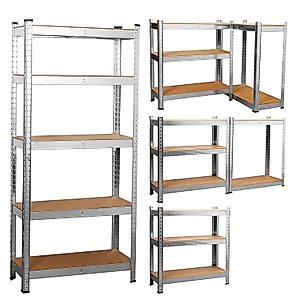 SIGNZWORLD Garage Shelving Garage Storage Shelving Units and Storage Metal Shelves for Storage Heavy Duty 5-Tie Utility Shelf Utility Shelves, 71x 35.5X 15.8 Inch (Silver)