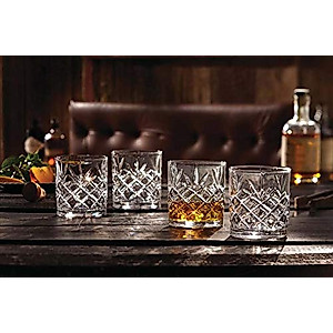 Royalty Art Kinsley Lowball Whiskey Glasses, 8 Pc. Set, 10.6 ounce Short Drinking Glassware for Liquor, Bourbon, Rye, or Beer, Elegant Drinkware for Men or Women, Dishwasher Safe (Lowball)