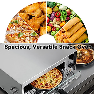 CROSSON Countertop Electric Frozen Pizza Oven For Indoors with 30-minitue Timer,Glass Door and Interior Light,Commercial Pizza Maker for Restaurant and Home Use,120V/1550W (13 Inch)