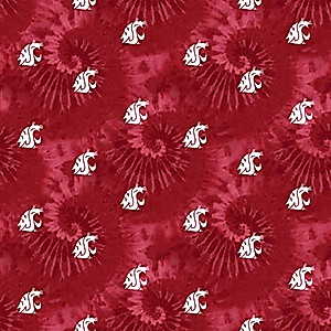 SYKEL ENTERPRISES Washington State University Cotton Fabric by Sykel-Licensed Washington State WSU Cougars Tye Dye Cotton Fabric