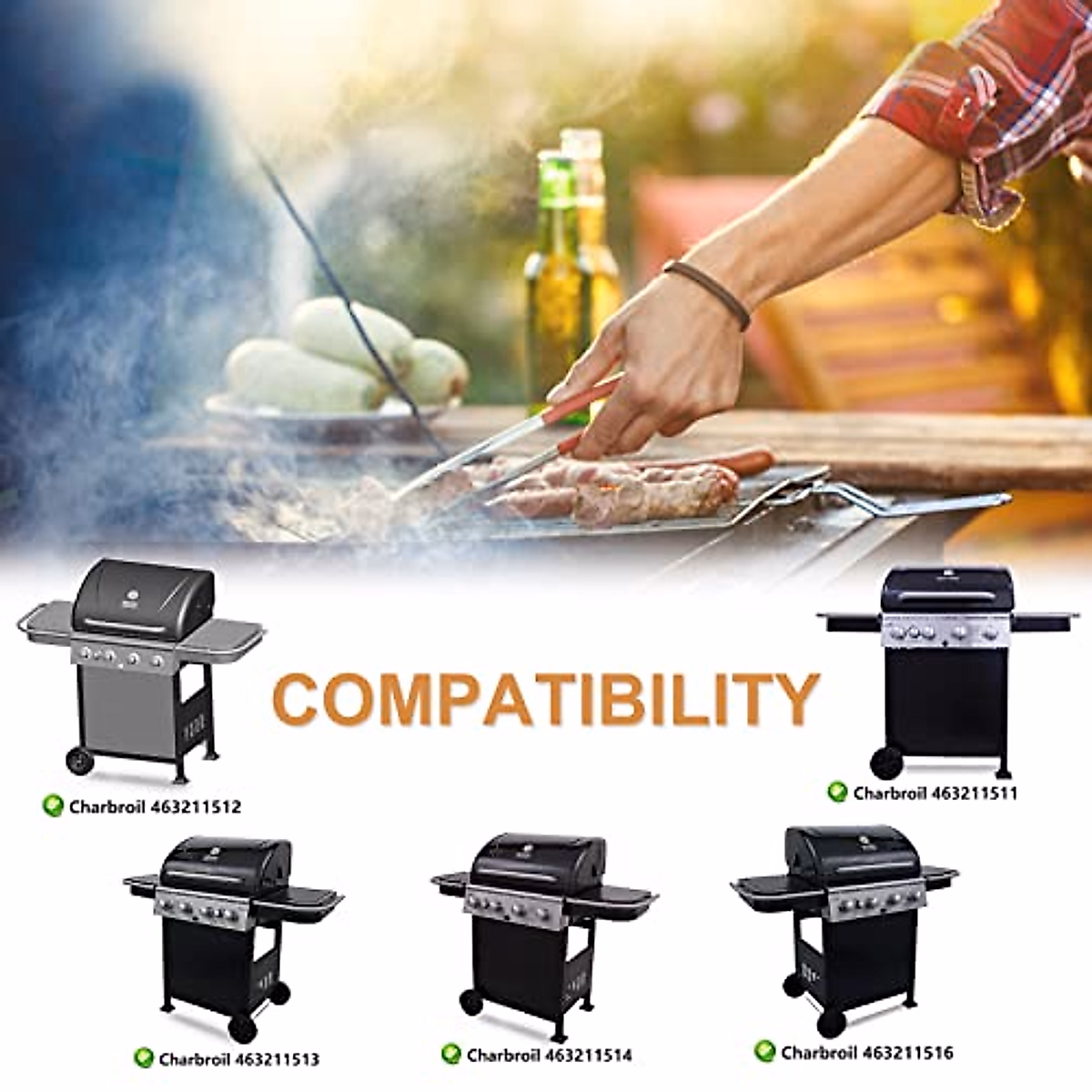 Replacement Parts for Charbroil 463211513, 463211514, 463211512, 463211516, 463714514, 463211511, 463210311, 463210310, 463724512, BBQ Grillware GGPL-2100 Grills, G560-0006-W1 Heat Tent 4-PACK