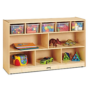 Jonti-Craft 07170JC Low Combo Mobile Storage Unit with Clear Bins, Beige