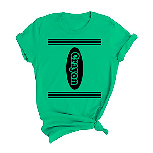 Crayon Halloween Team Costume Funny Design Gift Womens T-Shirt, Green, Medium
