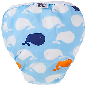 Kushies Baby Waterproof Training Pant, Blue, 38-44 Pounds, Whales, X-Large