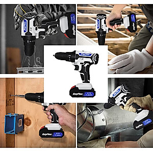 21V Cordless Power Drill Set 1/2'' Keyless Metal Chuck, Battery Electric Drill with Fast Charger, 25+1 Torque Setting Portable Power Driven Electric Drill Kit, 2 Variable Speed & LED Worklight