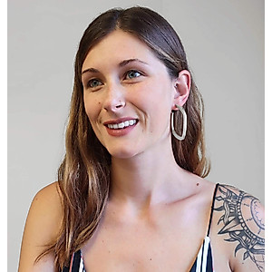 Sheila Fajl Elisa Flat Square Womens Hoop Earrings in Brushed Silver Plated