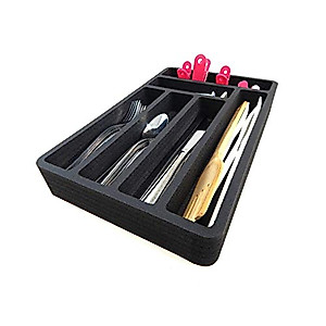 Polar Whale Flatware Silverware Drawer Organizer for Rv and Campers Cutlery Forks Knives Spoons Non-Slip Waterproof Compact Tray Insert 9.5 X 14.9 X 2 Inch 6 Slot Great for Home Kitchen