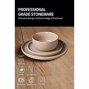 Famiware Milkyway Plates and Bowls Set, 12 Pieces Dinnerware Sets, Dishes Set for 4, Cinnamon Brown