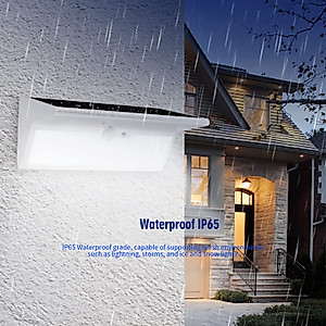 MHAZDZE Solar Lights Outdoor, 800LM 3000mAh Solar Motion Sensor Lights, 4 Modes 46LED Solar Motion Lights Outdoor with IP65 Waterproof for Garden Deck Garage