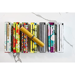 ChicWrap Marble Refillable Plastic Wrap Dispenser with 250' of Professional BPA Free Plastic Wrap - Reusable Dispenser with Slide Cutter