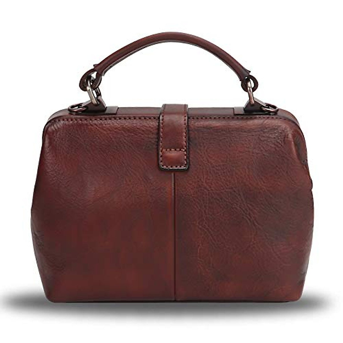 Genuine Leather Crossbody Satchel Purse for Women Retro Handmade Small Top Handle Handbag Designer Cute Bags (Coffee)