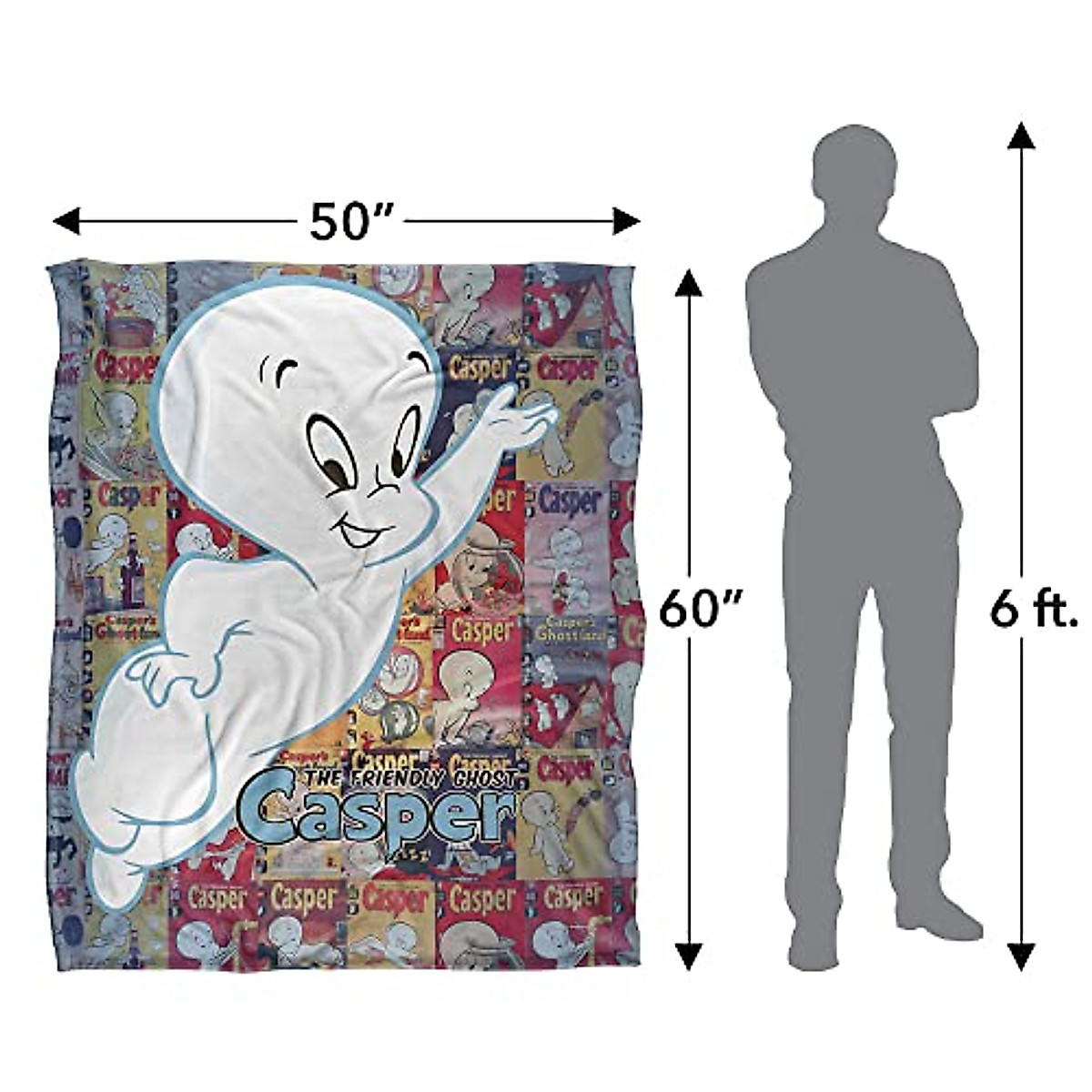 Casper The Friendly Ghost Casper and Covers Officially Licensed Silky Touch Super Soft Throw Blanket 50" x 60"