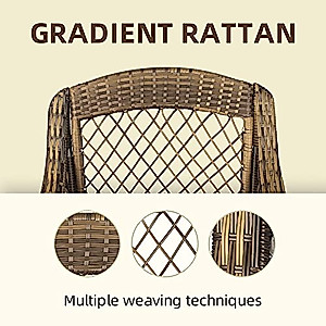 N&V Outdoor Chairs Set Bistro Set 3 Pieces Patio Conversation Set Furniture Set for Balcony Rattan Chairs and Table with Cushions Beige Red Green (RED)