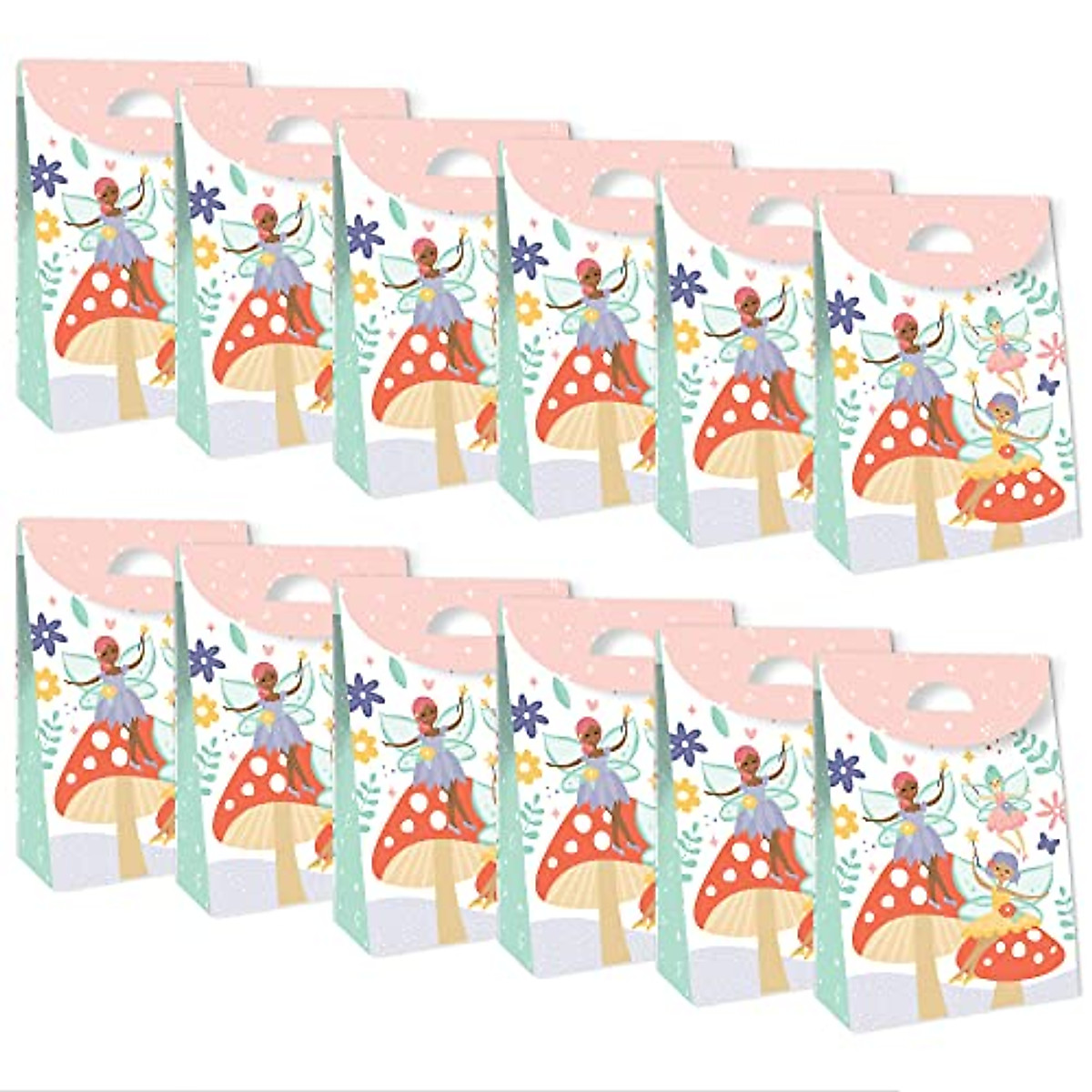 Big Dot of Happiness Let’s Be Fairies - Fairy Garden Birthday Gift Favor Bag - Party Goodie Boxes - Set of 12