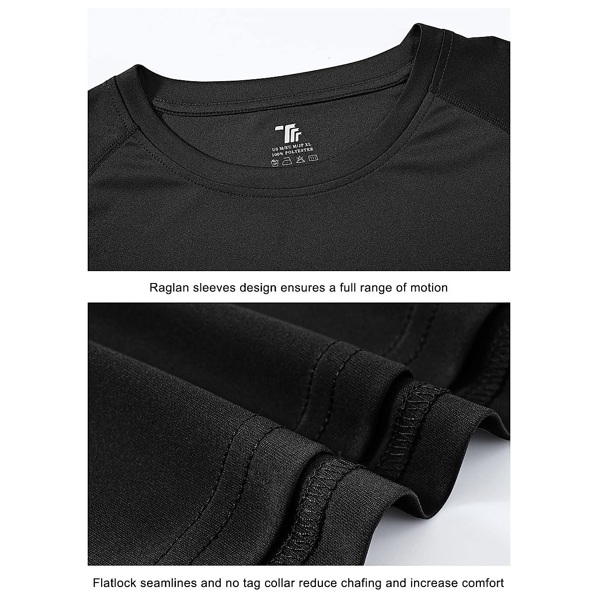 TBMPOY Men's Hiking Shirts Waterproof Dry Fit Athletic T-Shirts SPF Long Sleeve Safari Shirts Outdoor Work Swim Fishing Tops Black XXXL