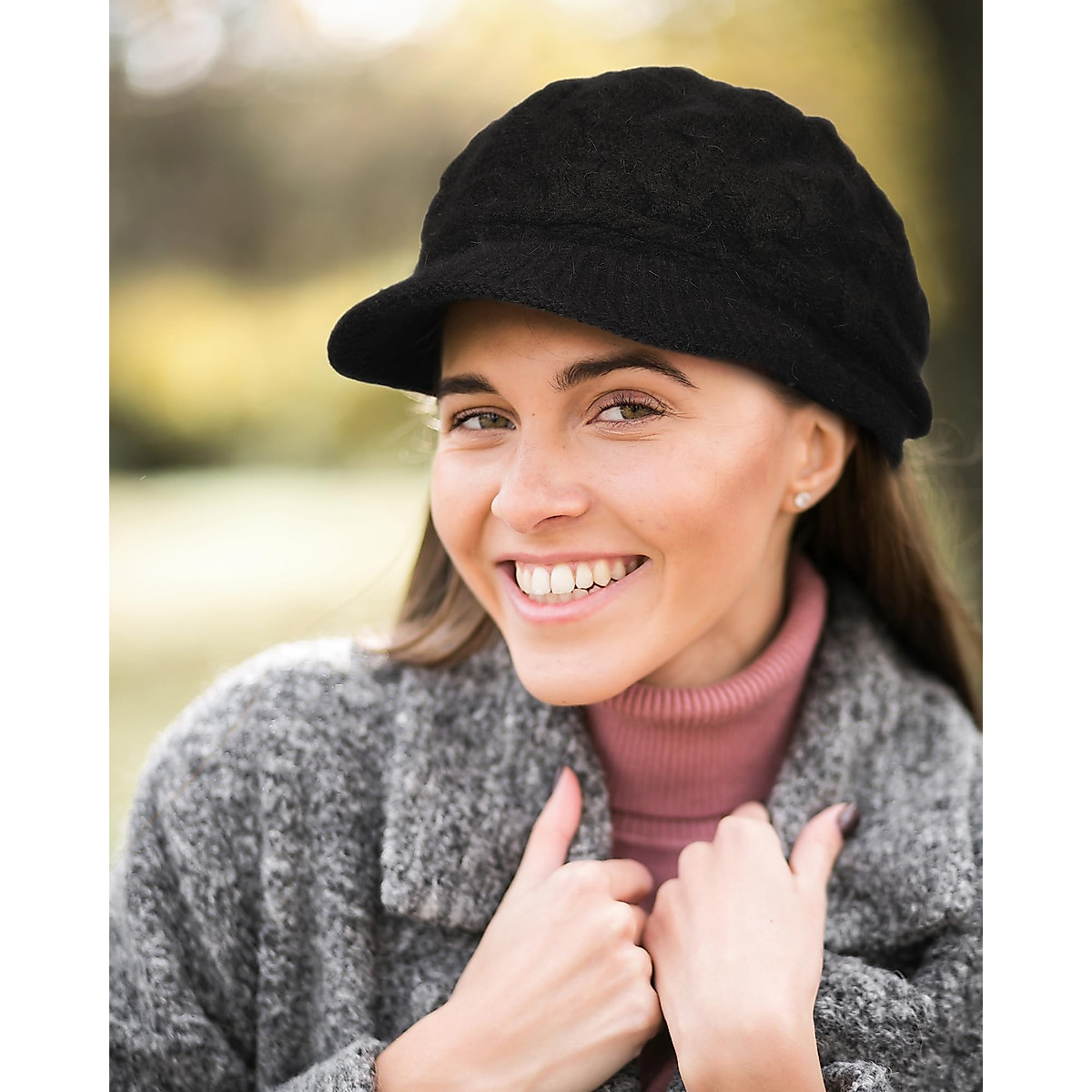 FURTALK Winter Knit Hats with Visor Brim Double Soft Lining for Women Warm Stylish Beanie Hats Slouchy Snow Caps