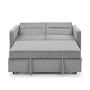 YUNLife&Home Modern Upholstered Futon Loveseat Sofa Convertible to Sleeper Sofá Bed,Love Seat Chaise Lounge Couch Chair 2-Seat with Adjustable Backrest for Living Room Apartment Small Space