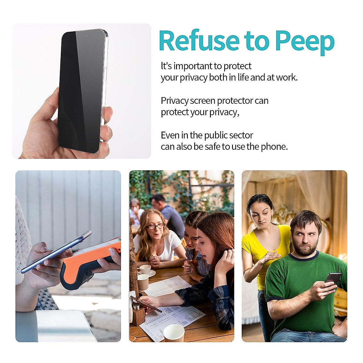 Pehael [3+3Pack] Privacy Screen Protector for iPhone 16 Pro Max with Camera Lens Protector Full Coverage Anti-Spy Tempered Glass Film 9H Hardness Upgrade Edge Protection Easy Installation Bubble Free [6.9 inch]