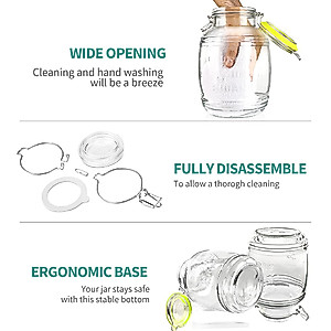 Qianfenie 98 oz Glass Jars with Lids - Glass Storage Jars, 3 Quarts Barrel Jars with Airtight Lids for Kitchen Canisters, 2 Pack