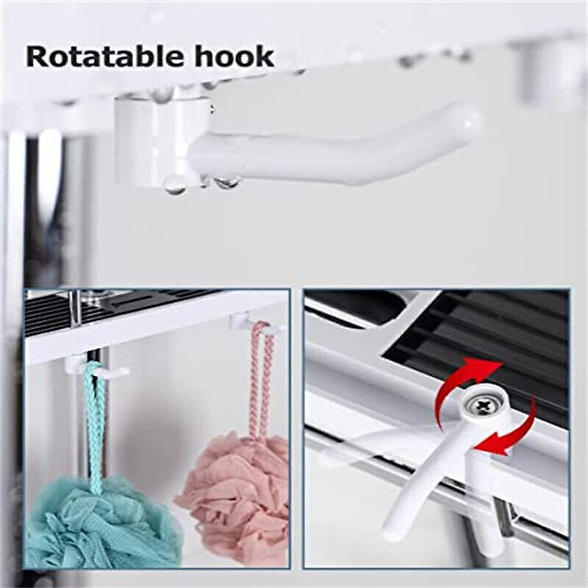 OYNAN Punch-free Multi-function Storage Rack, 2-in-1 Liftable Shower Rack Organizer (Black,Round)