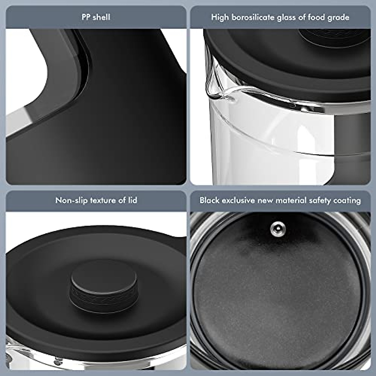 Smart Electric Kettle Quiet Glass Electric, Prevent Limescale Ruste Lnner Liner Base，Keep Warm Tea Kettle & Hot Water Boiler，Temperature Control with 5 Presets，Auto Shutoff and Boil-Dry Protection