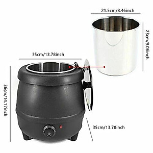 OUKANING 10L Soup Kettle, 400W PP Shell Commercial Electric Soup Warmer 110V Black Countertop Food Kettle Warmer Restaurant Stainless Steel Pot for Home & Commercial