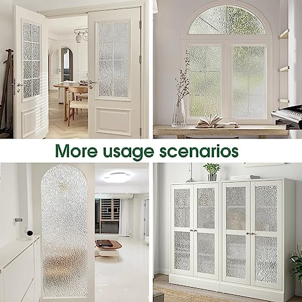 Coavas Frosted Window Privacy Film: Crystal Glass Film, No Glue Static Film, Anti UV Window Clings, One Way Vision Blocking for Home Office(17.7x78.7 inches)