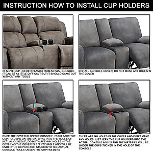 ULTICOR Reclining Loveseat with Middle Console Slipcover, 8-Piece Velvet Stretch Sofa Covers, 2 seat Loveseat Recliner Cover, Thick, Soft, Washable(Dark Grey)