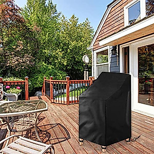 Outdoor Stackable Patio Chair Cover,Uranshin Waterproof Anti-UV Chair Cover Heavy Duty Lawn Stacking Chair Covers All Weather Protection Garden Chairs Cover Fit for 5-7 Stackable Dining Chairs,Black