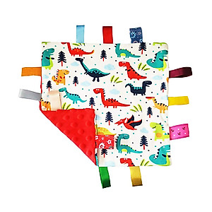 FOMUNI❤Deliver Fast Baby Soft Touch Comforter Blanket with Tags,Tag Comforter, Comfort Security Blanket Gift for Toddler Child Kids, Dinosaur Comforter Blanket-Red