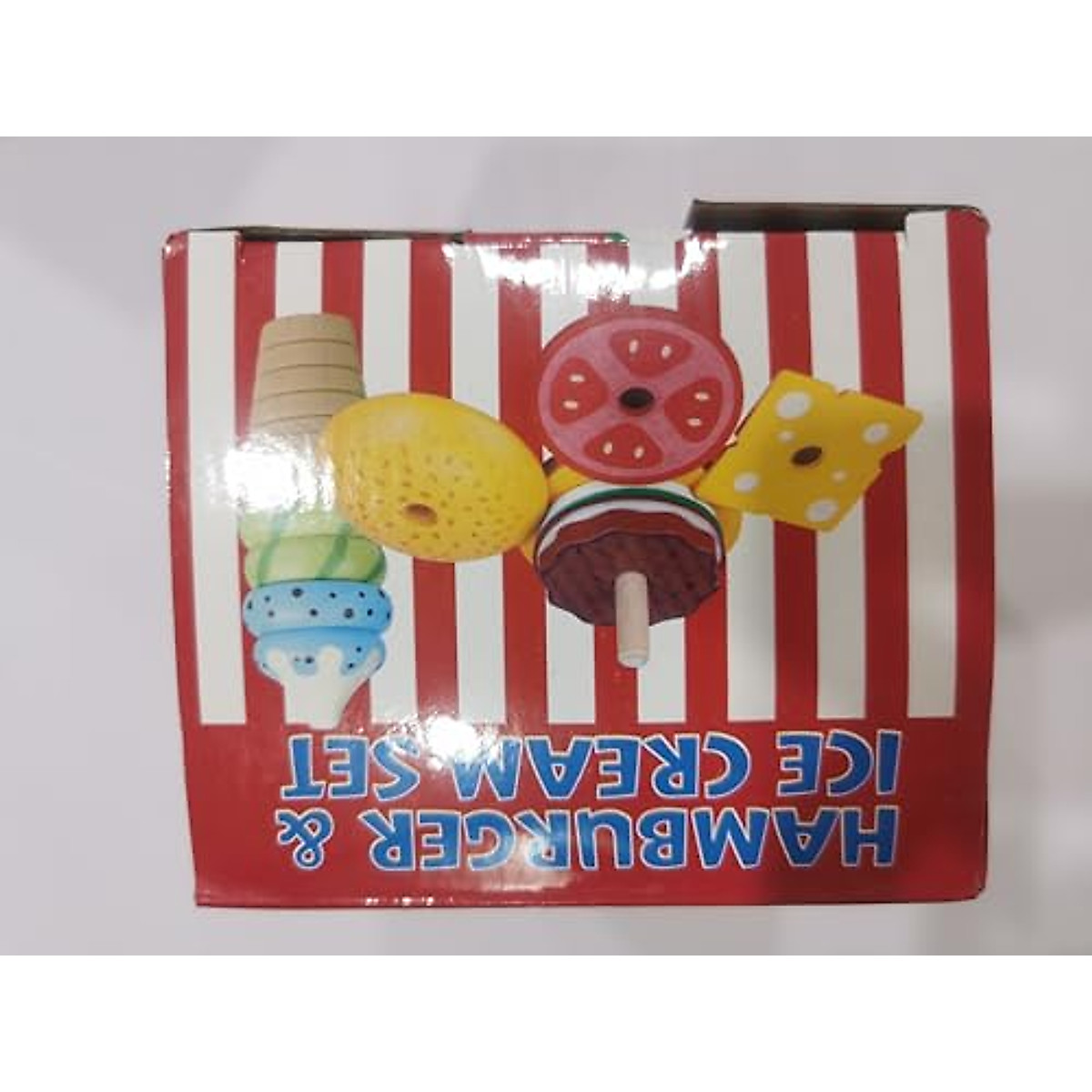 Bravmate Wooden Montessori Toys for 1 2 3 Years Old Kids, Realistic Burger & Ice Cream Toy, Stacking & Pretend Play for Little Chef, Preschool Play Fake Food Games, Educational Fine Motor Skills Toys